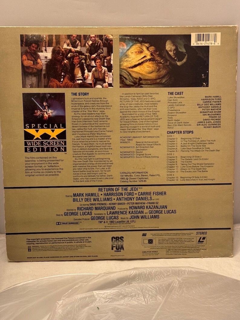 1990 Star Wars Return of the Jedi Fox Video Stereo Extended Play 2 ...