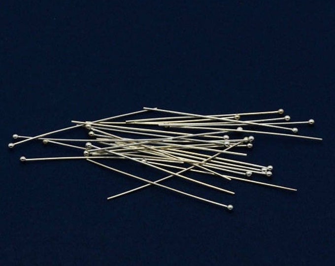 50 Sterling Silver Pins Headpins, Ball Head Pins, Flat Head Pins, 925 ...