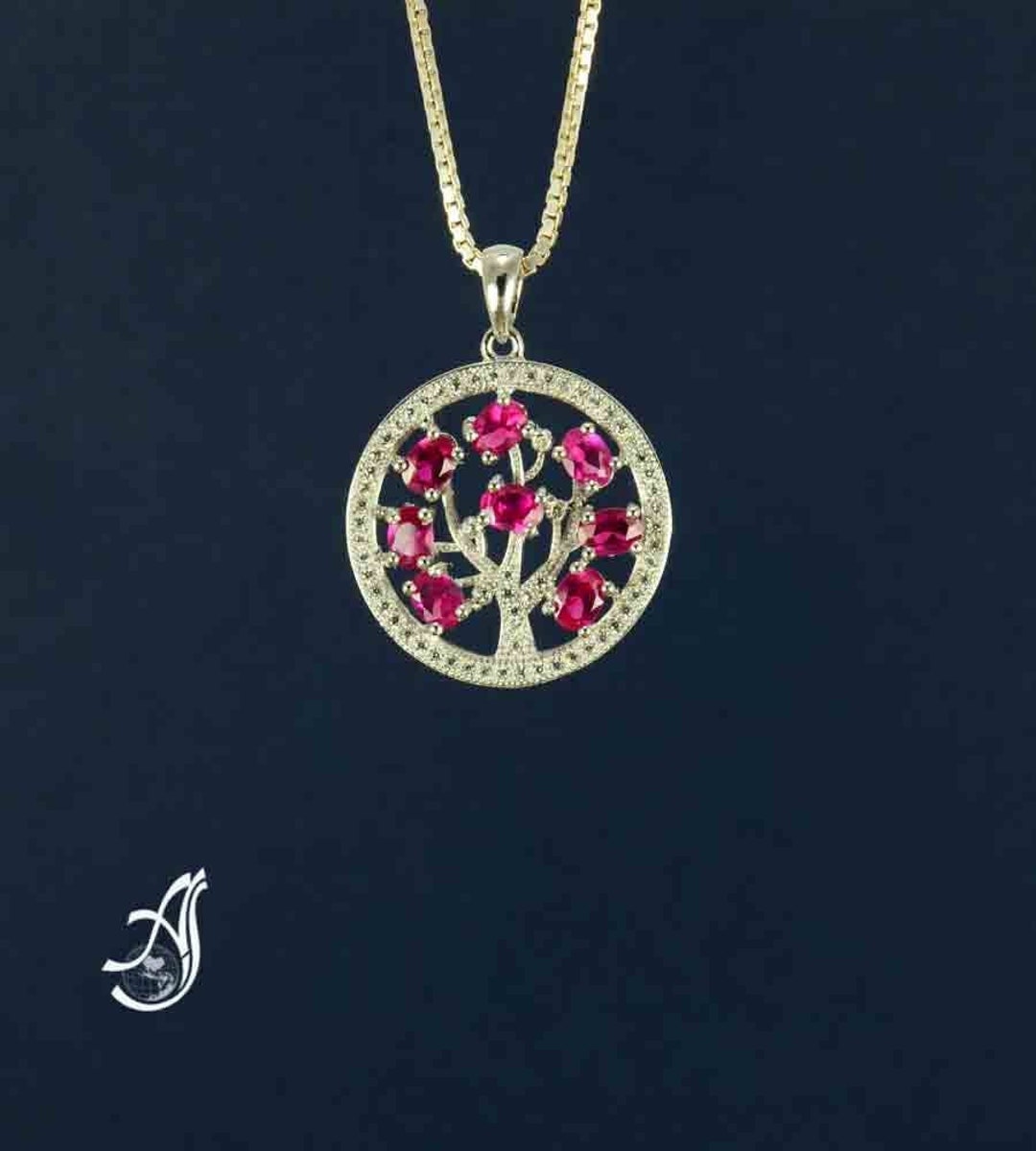 Ruby Pendant, 925 Sterling Silver Ruby Pendant for Woman, Oval Cut Ruby ...