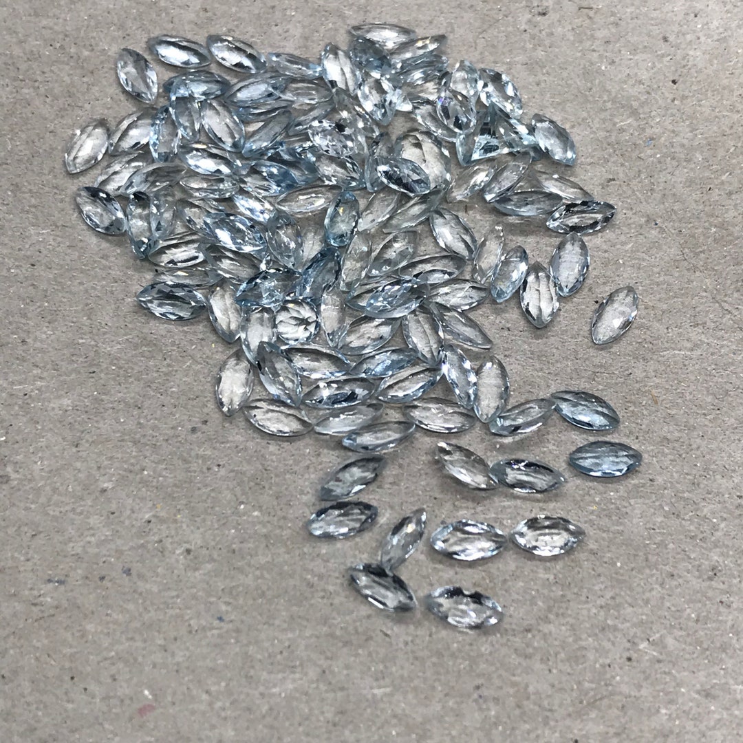 100% Natural Aquamarine Lot, 6X3MM Marquise Cut Blue Gemstone, Loose ...