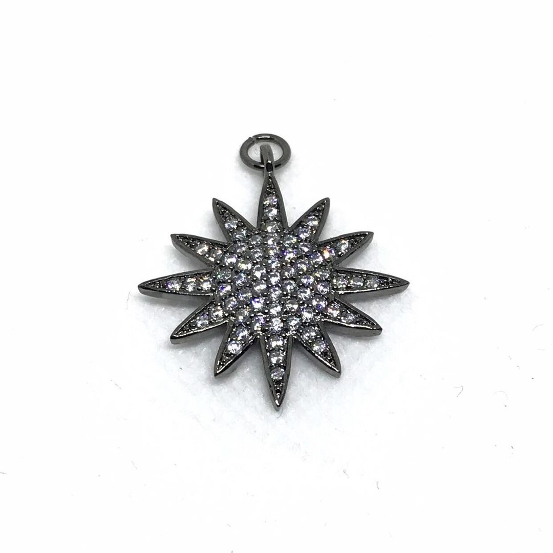 Fancy Star Cubic Zircon Pendant, Base Metal CZ Pendant With Black ...
