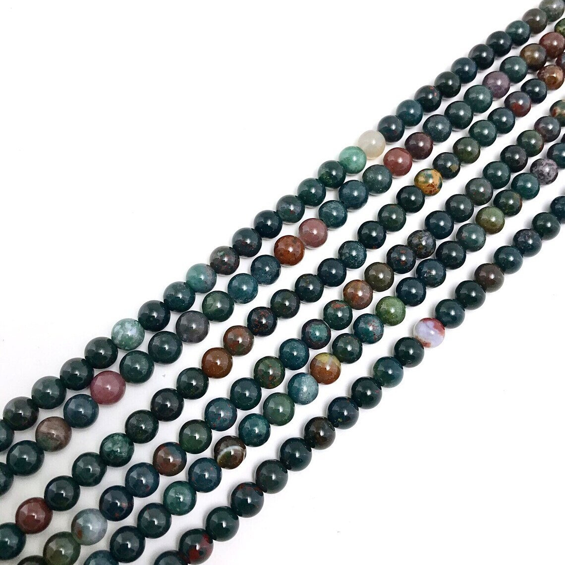 AAA Natural Blood Stone Gemstone Beads, 4 & 6MM Round Smooth Bead ...