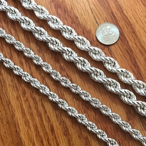 Rope Chain Necklace, 925 Sterling Silver Rope Chain, Long Heavy Silver ...