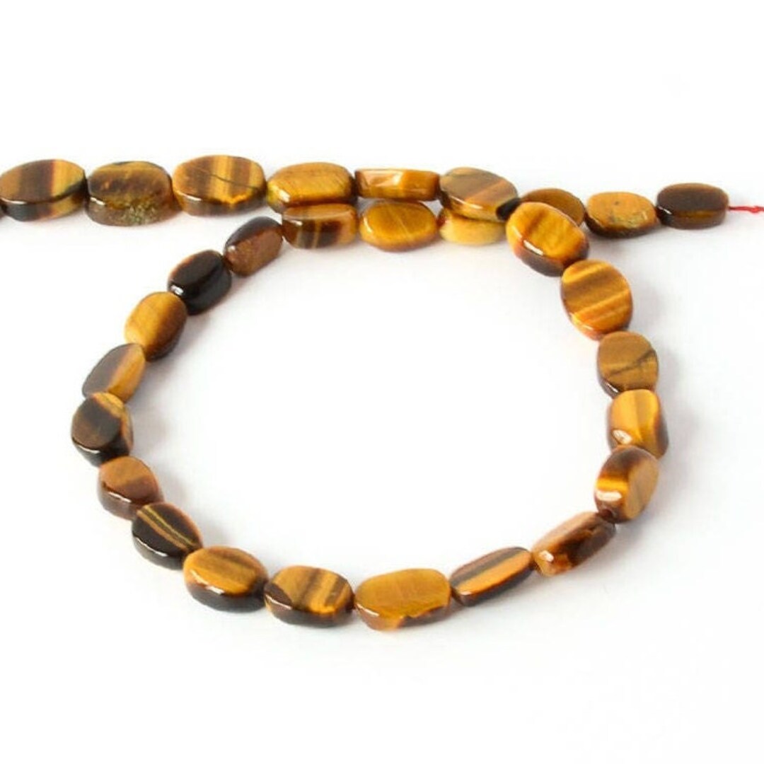Natural Tiger Eye Beads, Tiger Eye Flat Stone Bead Necklace for Woman ...
