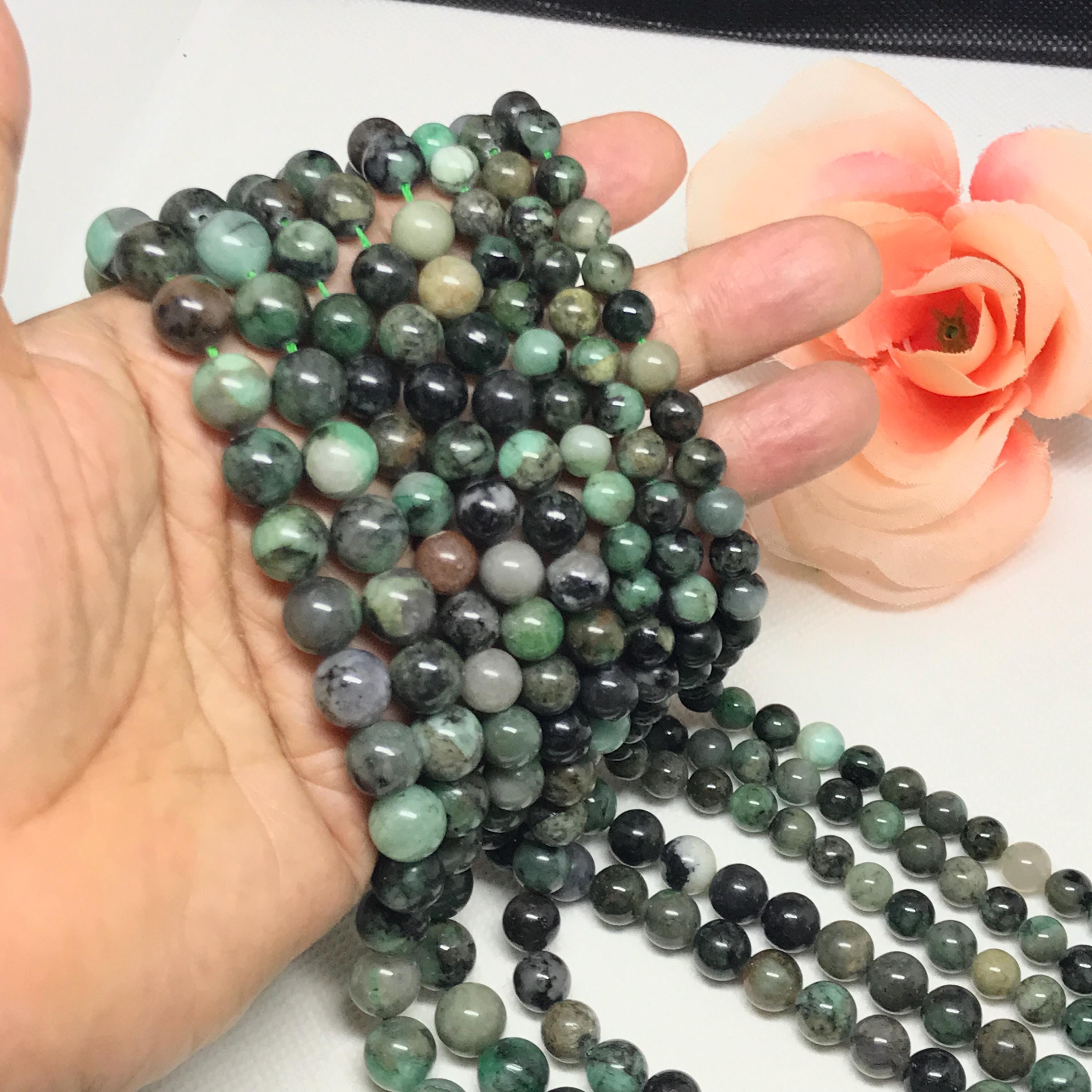 Natural Emerald Beads, 7mm/8mm/10mm Round Emerald Cabochons Bead ...
