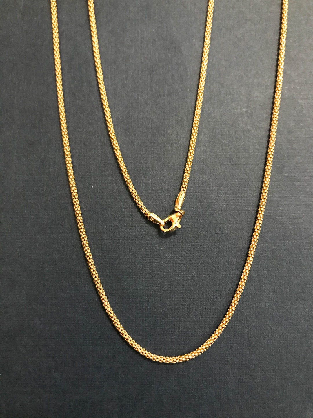 Popcorn Chain Necklace, 925 Sterling Silver, Gold Plated Popcorn Chain ...