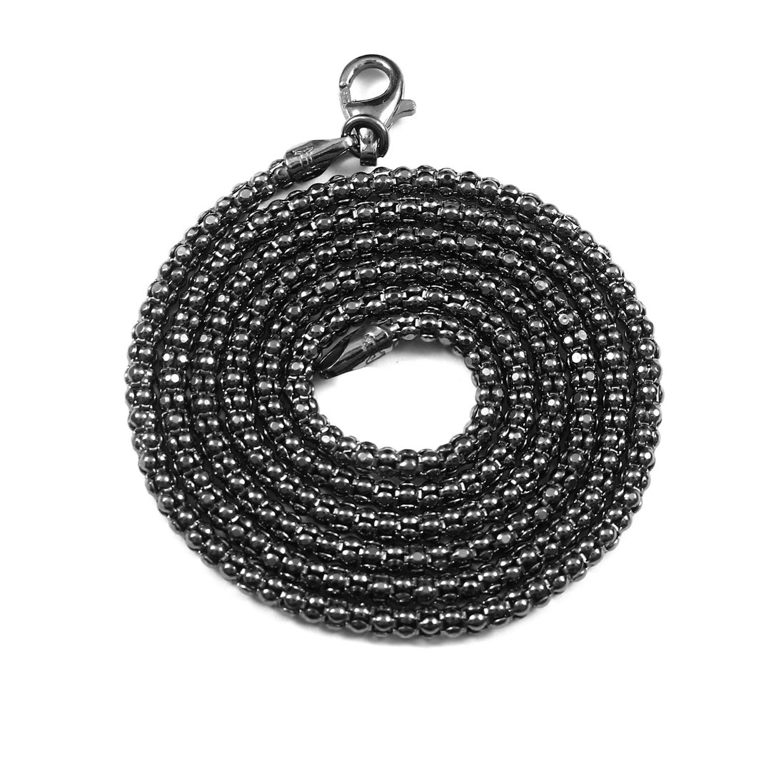 Black Popcorn Chains, 925 Sterling Silver With Black Rhodium Popcorn ...