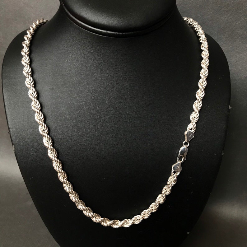 Rope Chain Necklace, 925 Sterling Silver Rope Chain, Long Heavy Silver ...