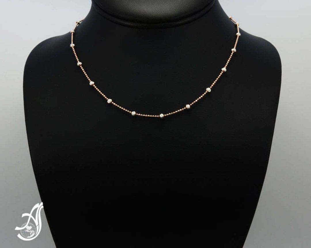 Station Chains, Bead Station Necklace, 925 Sterling Silver Station ...