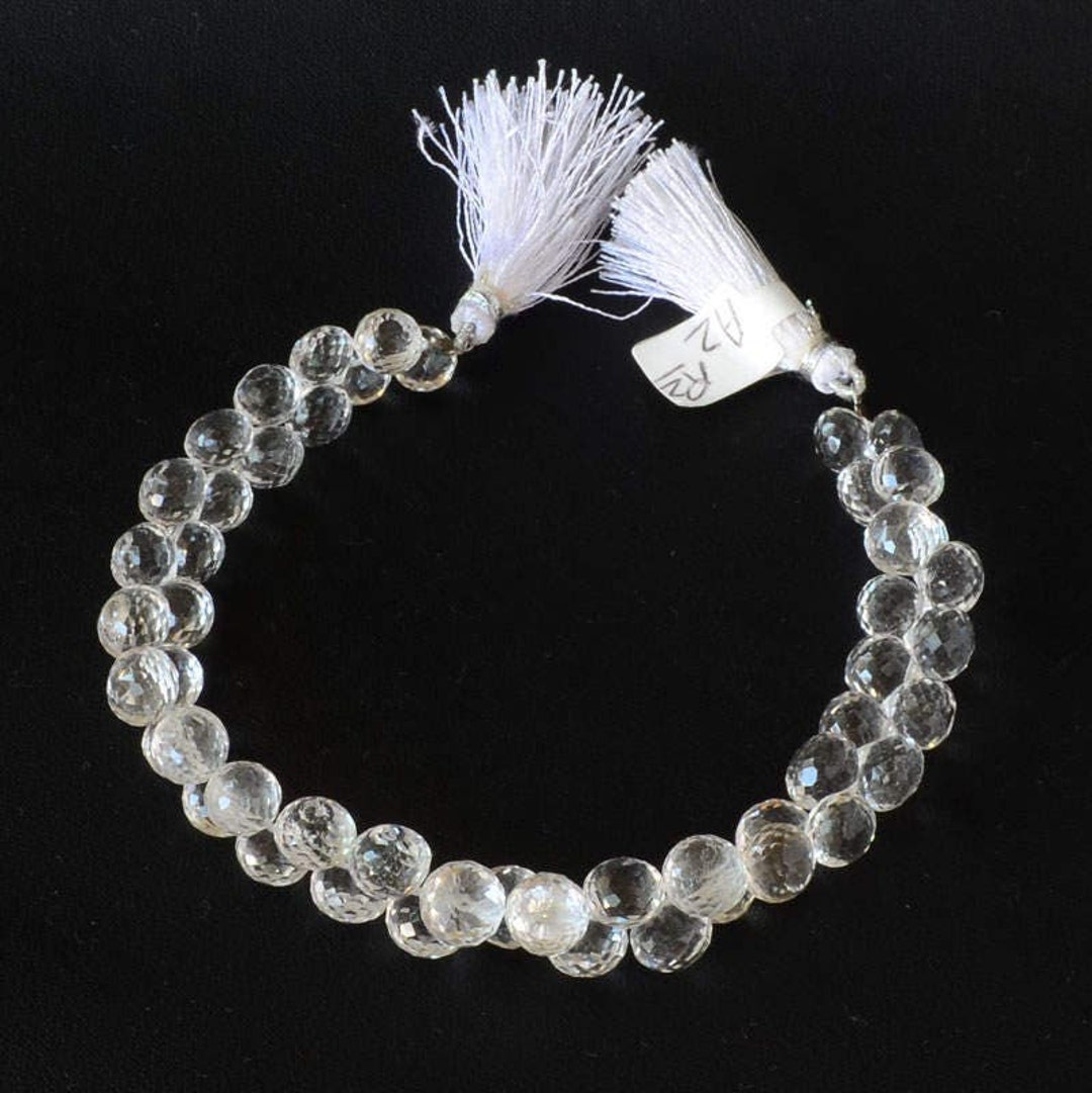Natural White Quartz Beads, 7.5mm to 8.5mm Checker Board White Quartz ...