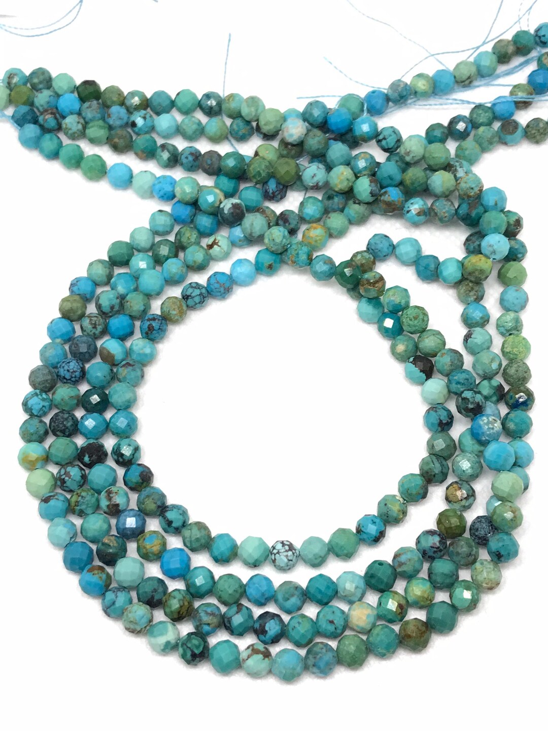 5mm Round Turquoise Bead, Faceted Blue Turquoise Beaded Necklace, 100% ...