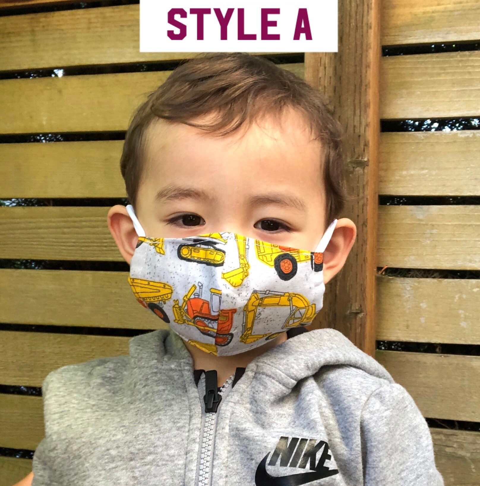 Adjustable Kids Face Mask Construction Cars and Trucks Excavator ...