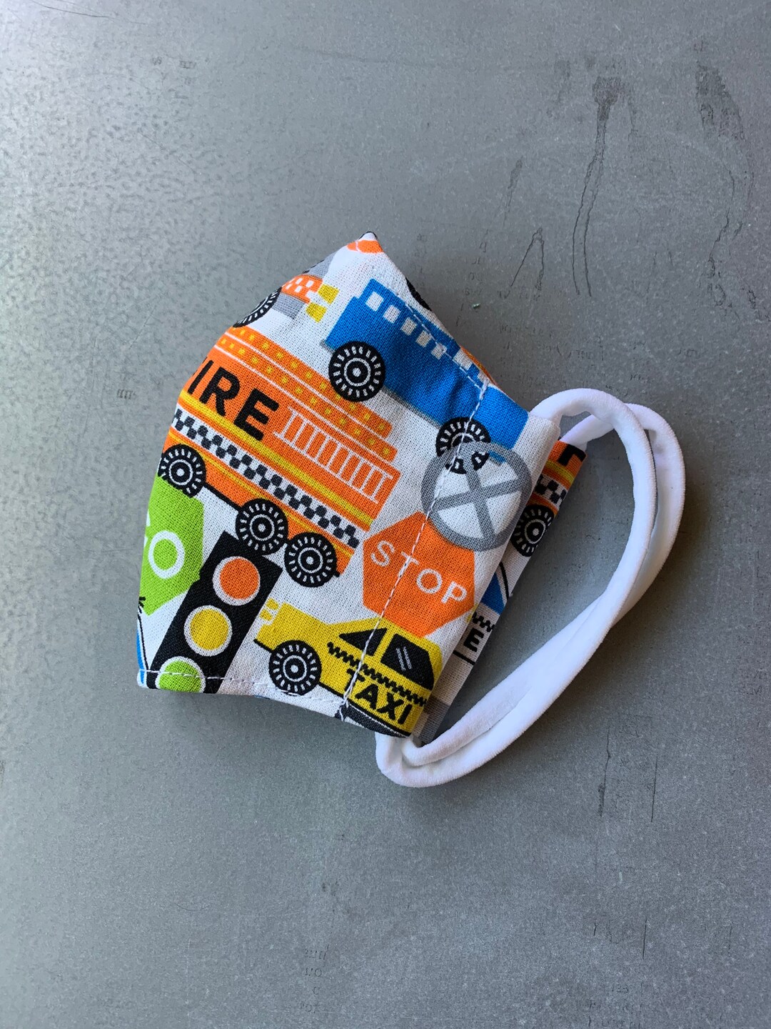 Adjustable Kids Face Mask Construction Cars and Trucks Firetruck Police ...