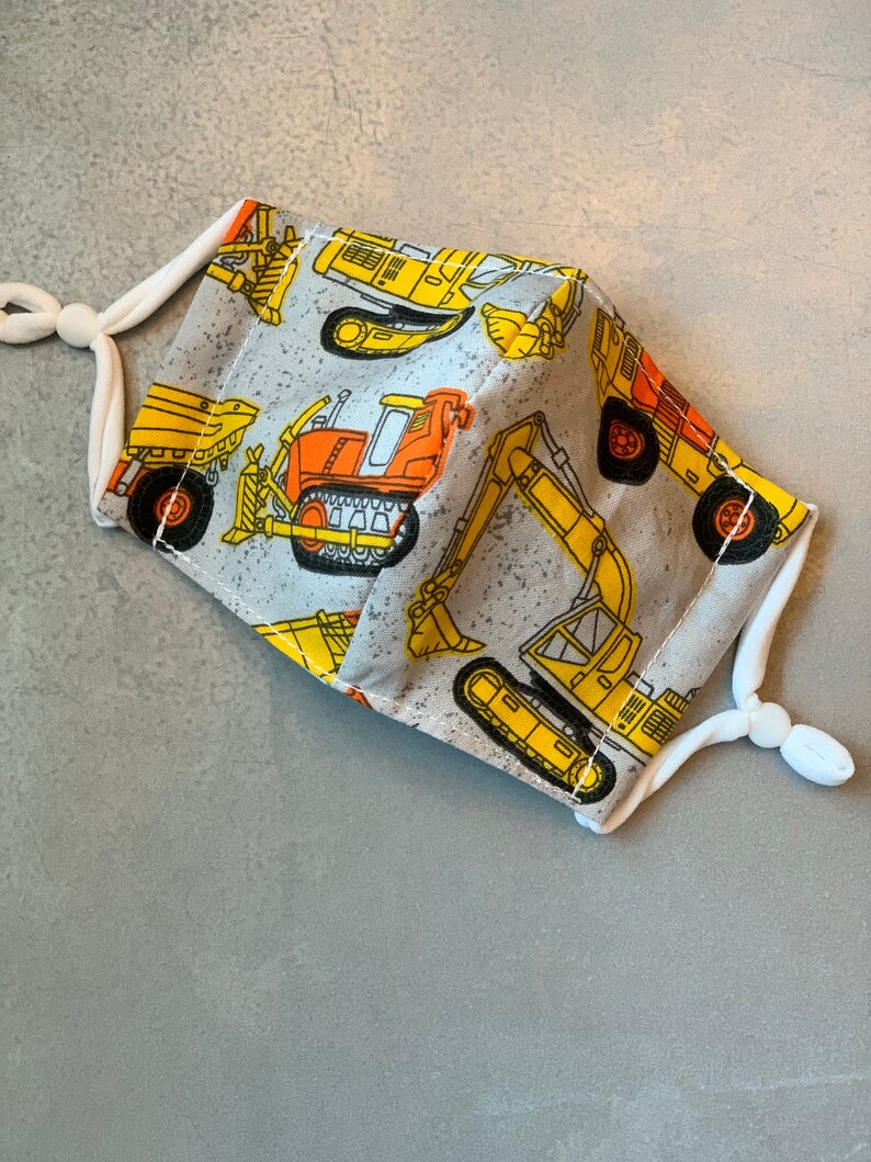 Adjustable Kids Face Mask Construction Cars and Trucks - Etsy