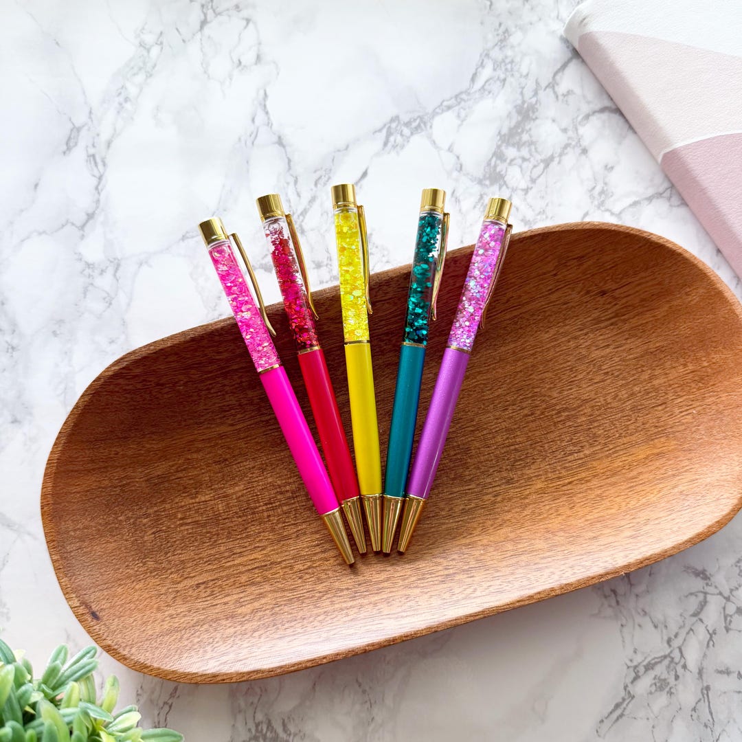 Floating Glitter Pens With Bold Bright Colors & Gold Hardware - Smooth ...