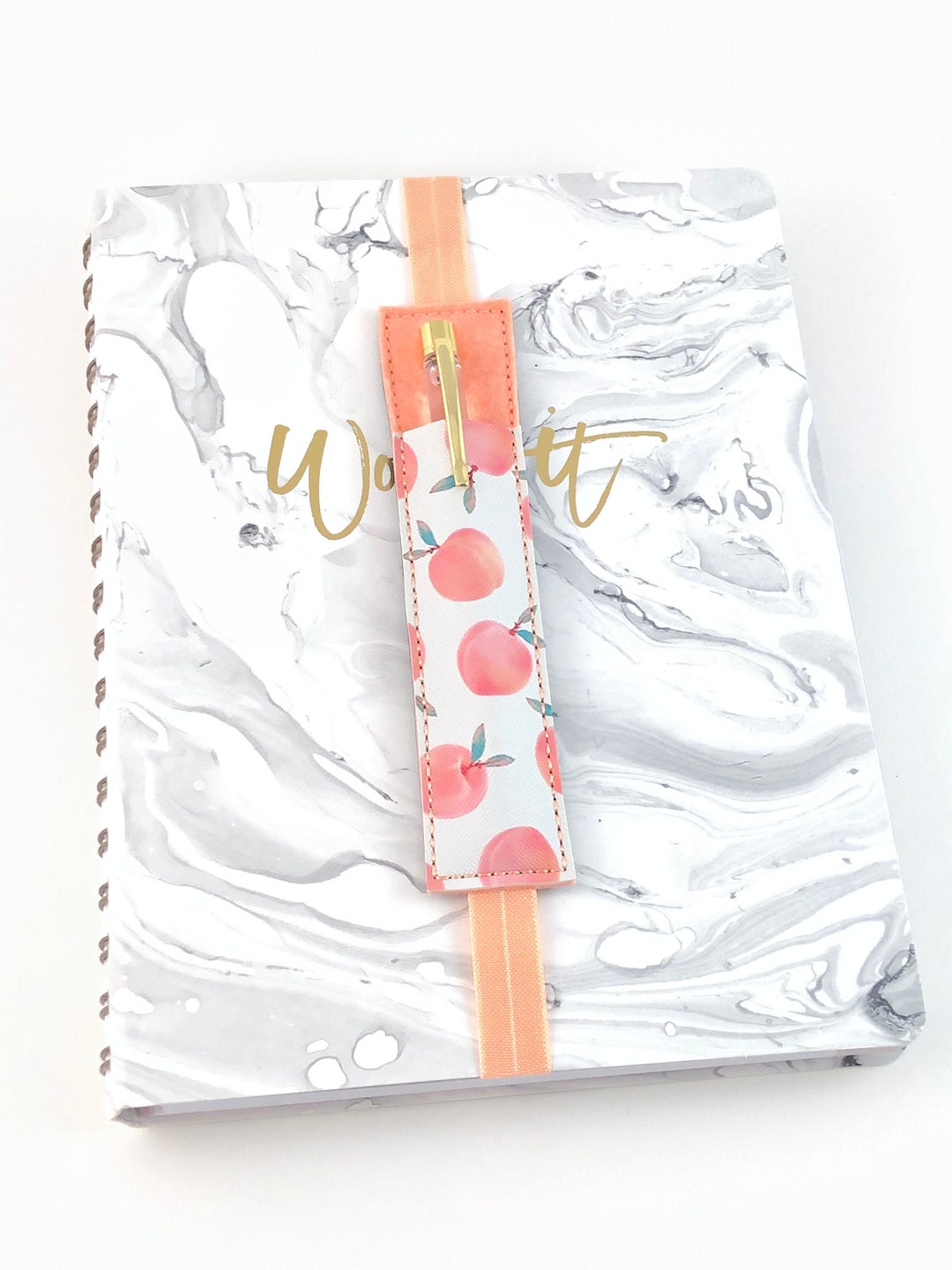 Georgia Peach Pen Holder: Faux Leather Planner Band - Etsy
