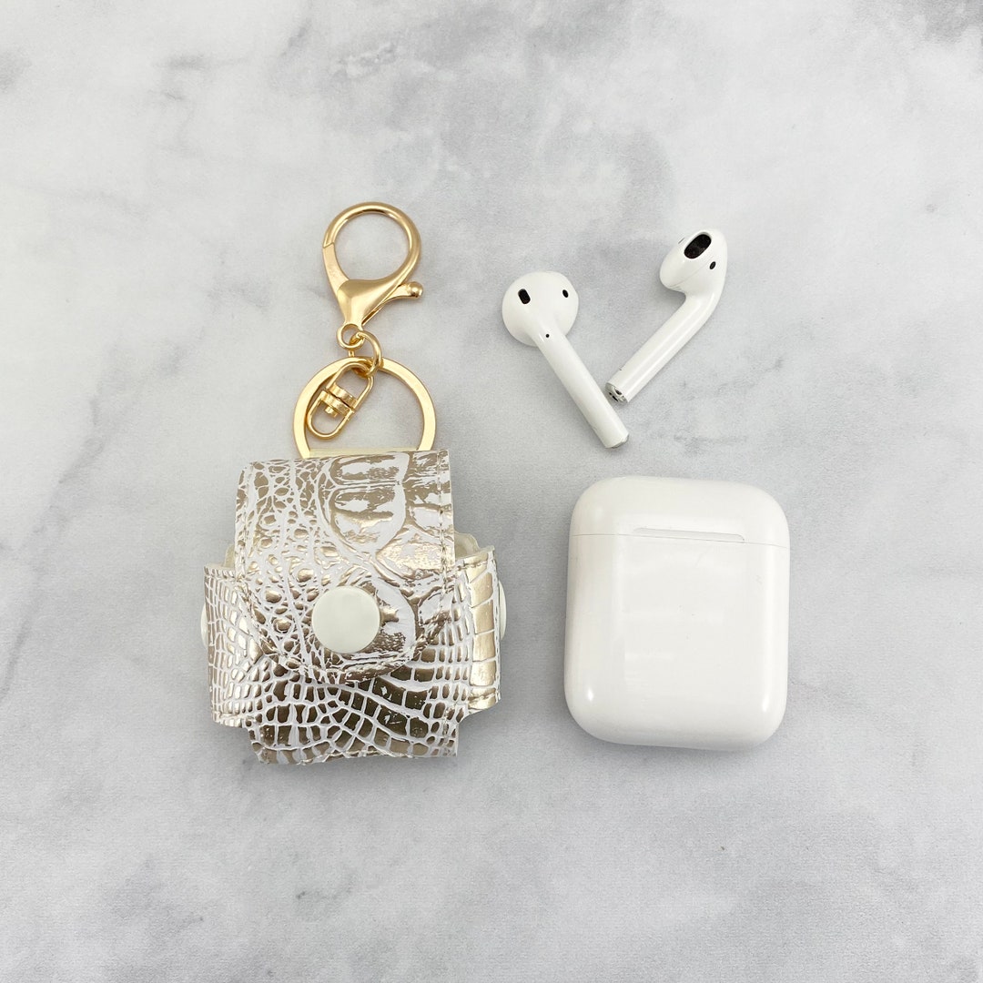 Clearance - Gold Faux Alligator Air Pod Keychain Case - Fits Generation ...