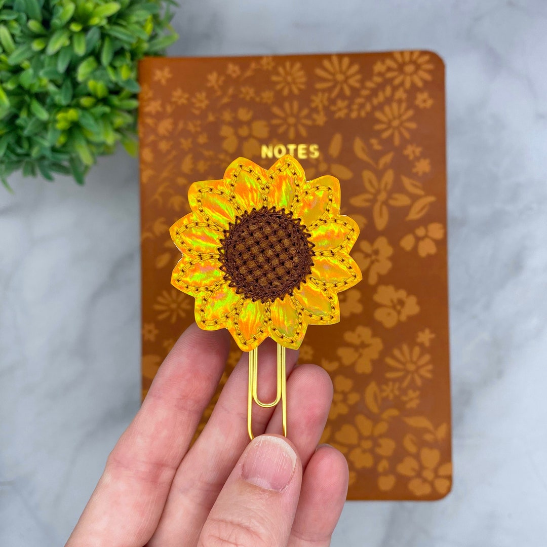 Holographic Sunflower Paper Clip, Sunflower Planner Clip, Book Mark ...