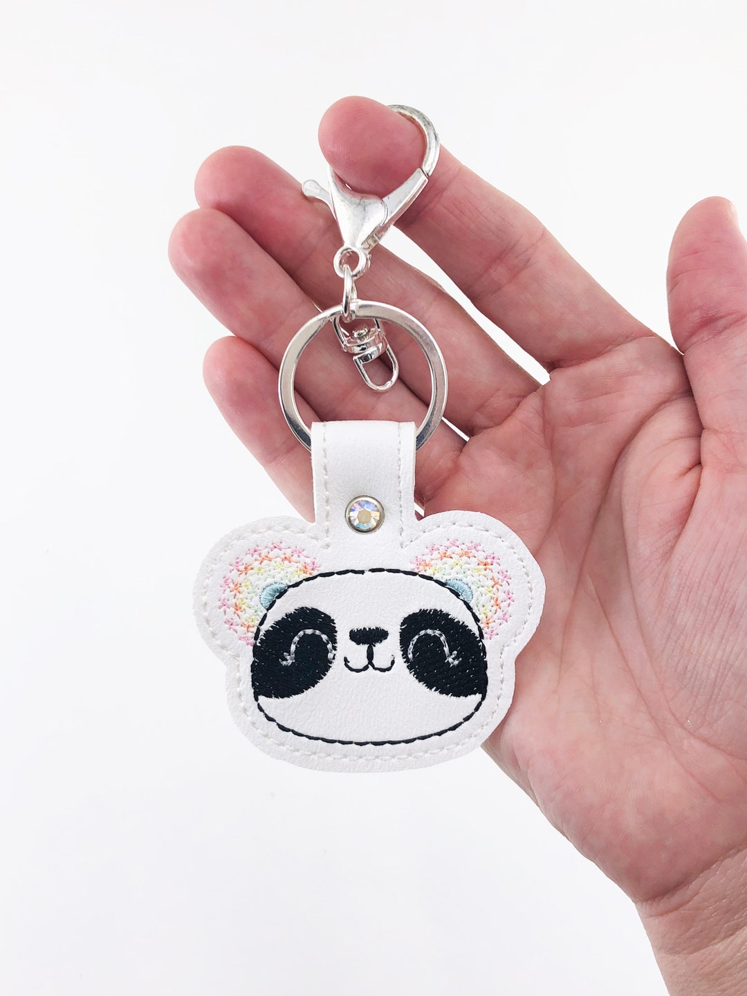 Pastel Rainbow Panda Key Chain - Etsy