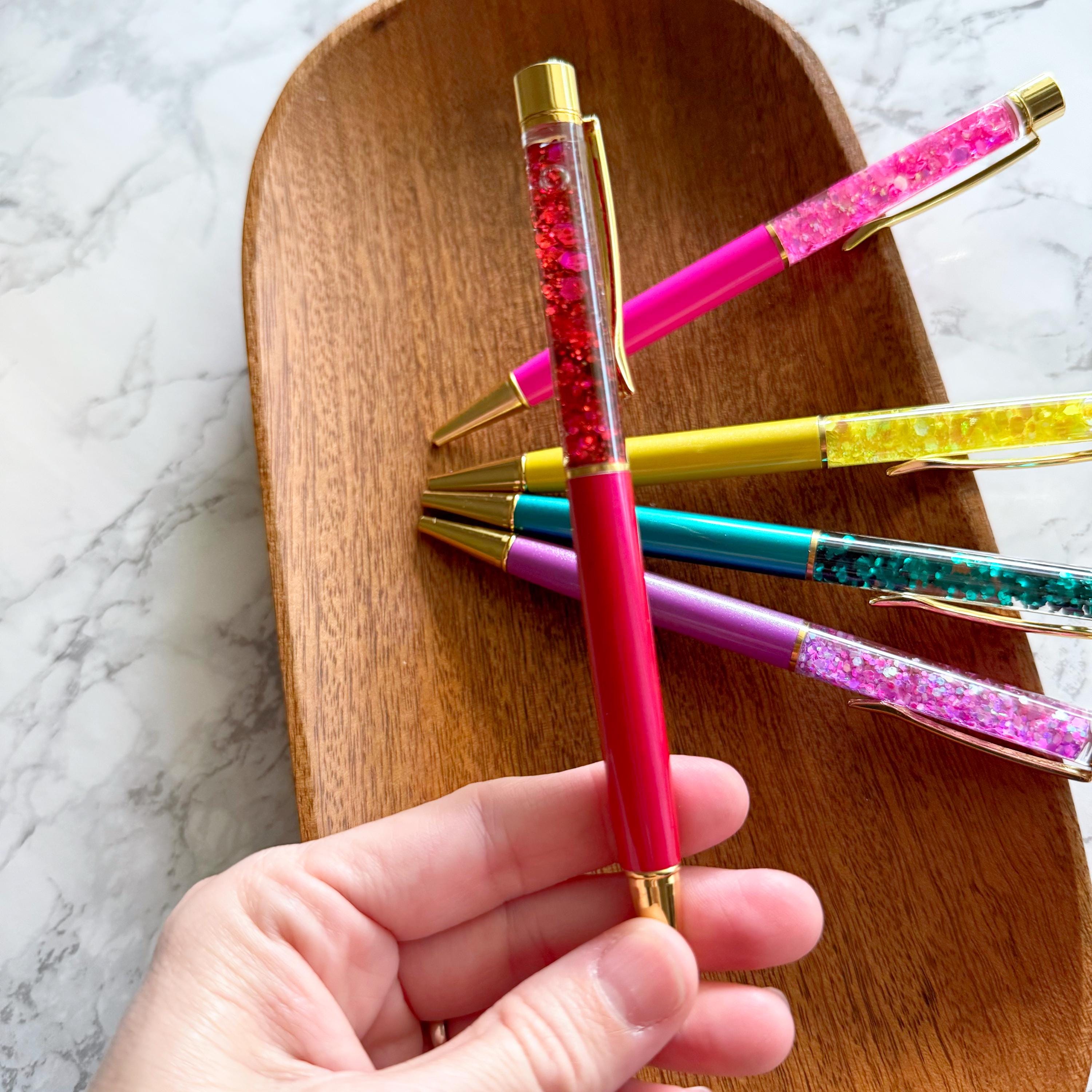 Floating Glitter Pens: Bold Colors, Gold Hardware, Smooth Ink - Etsy