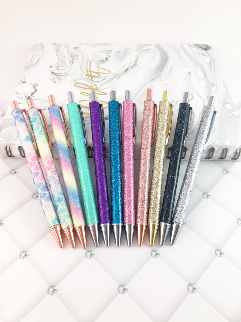 Rainbow Mermaid Glitter Ball Point Pen Click Ball Point Pen - Etsy