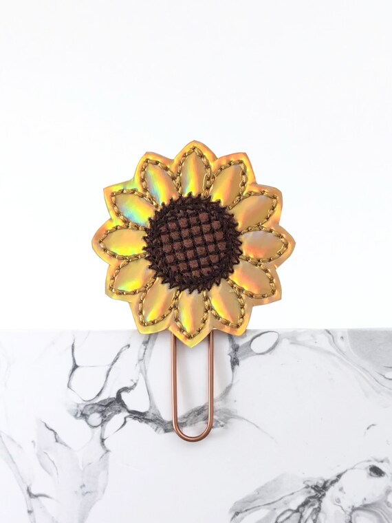 Holographic Sunflower Paper Clip Sunflower Planner Clip Book | Etsy