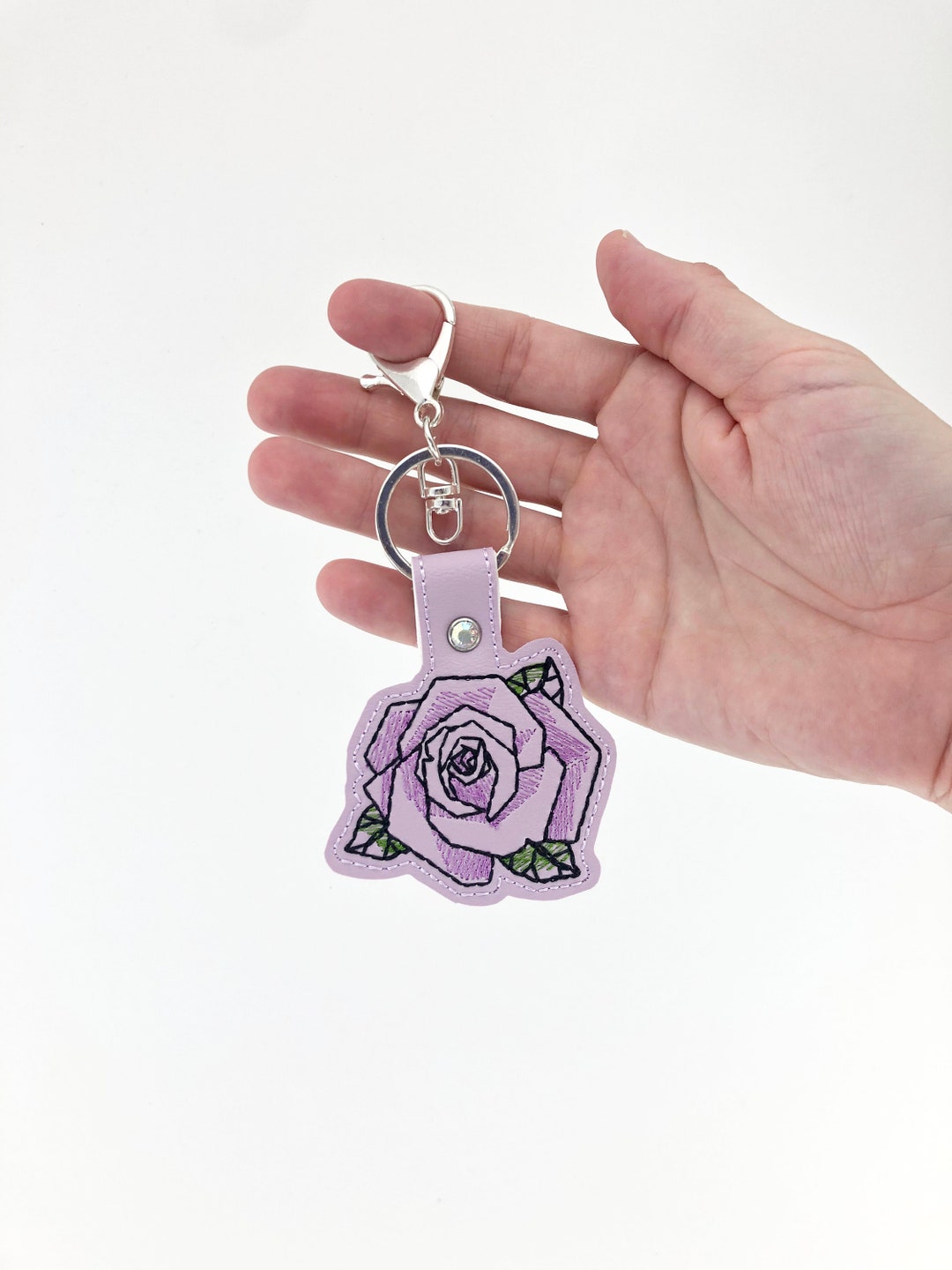 Lavender Geometric Rose Key Chain, Lobster Clasp Key Chain - Etsy