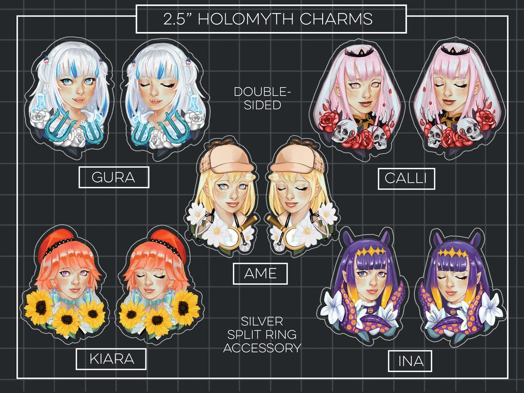 Hololive EN Holomyth Vtuber 2.5" Double-sided Keychain Charms - Calli ...