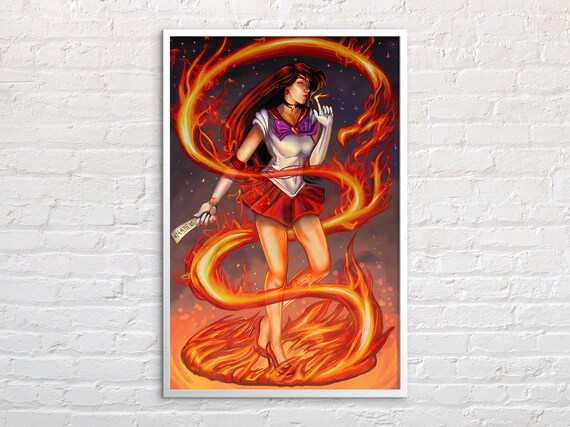 Sailor Mars Fire Attack Sailor Moon Anime 11x17 Poster Print | Etsy