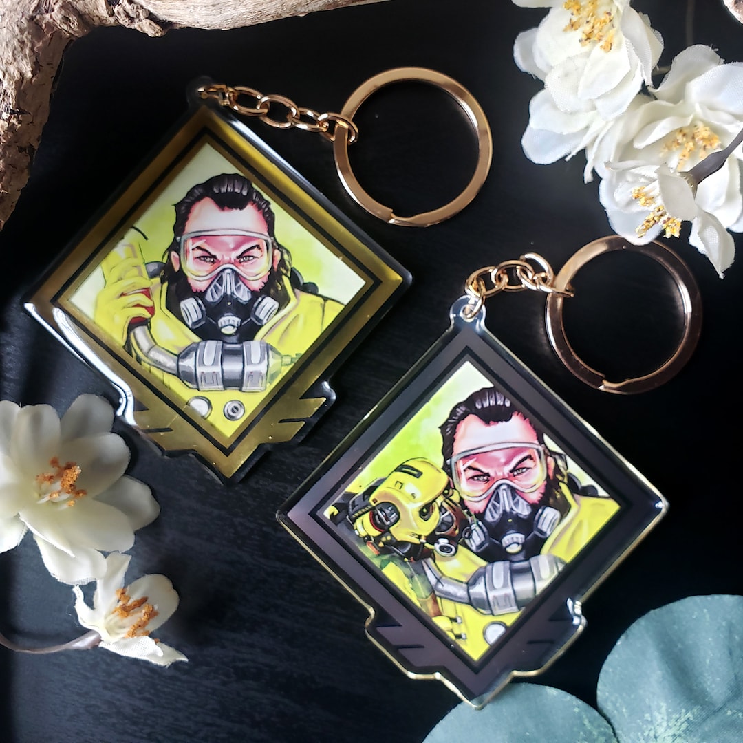 Caustic Apex Legends Metallic Gold Acrylic Keychain - 2.5" Double-sided ...