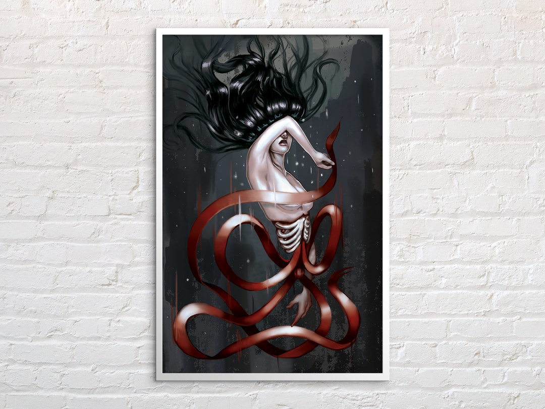 Ribcage Ribbon Gothic Dark Aesthetic Print - 11"x17" Poster Print - Etsy