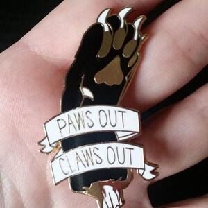 Paws Out, Claws Out Cat Enamel Pin - 2" Hard Enamel Pin - Gifts for Cat ...