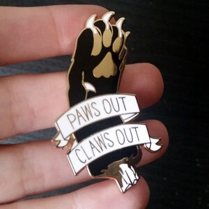 Paws Out, Claws Out Cat Enamel Pin - 2" Hard Enamel Pin - Gifts for Cat ...