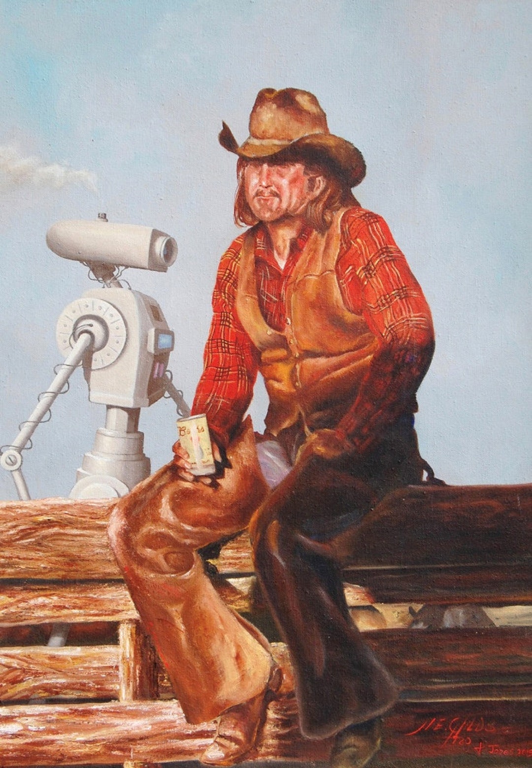4" by 6" Postcard Print, "cowboy and Bot" Altered Thrift Store Art - Etsy