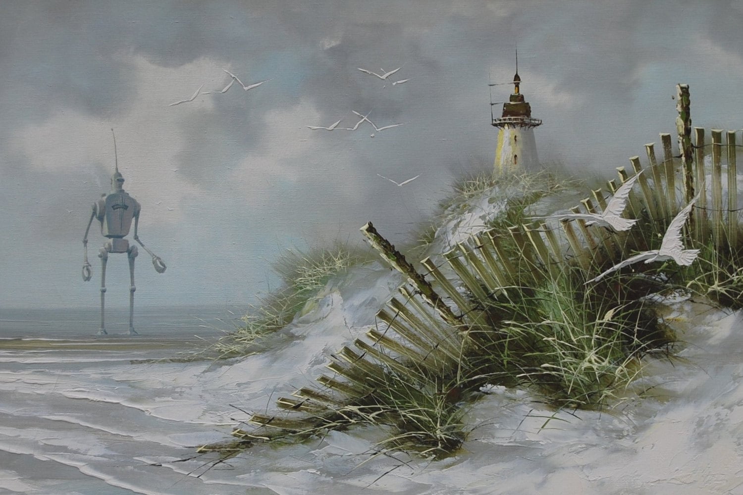 4" by 6" Postcard Print, "beach Bot" Altered Thrift Store Art - Etsy