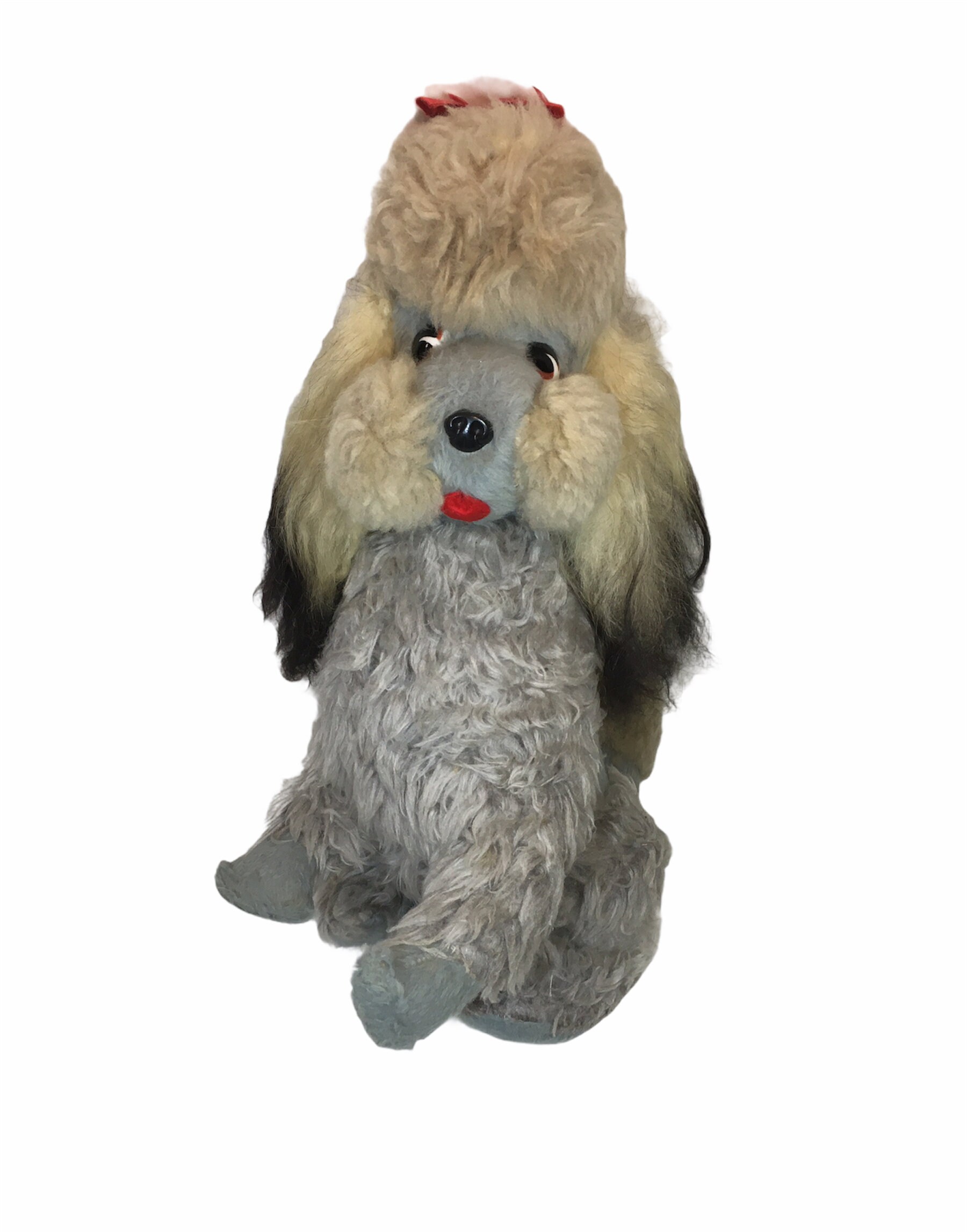 RARE Vintage French Poodle Dog Plush Antique Gray Stuffed Animal Doll ...