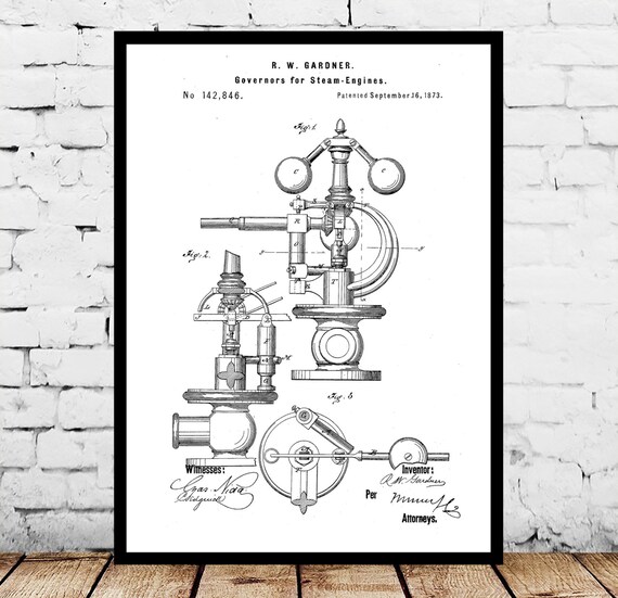 Steam Engine Patent Steam Engine Poster Steam Engine Blueprint | Etsy