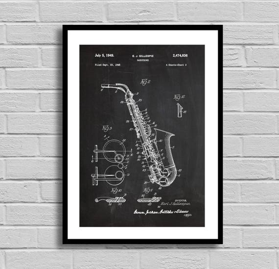 Saxophone Print Saxophone Poster Saxophone Patent Saxophone | Etsy