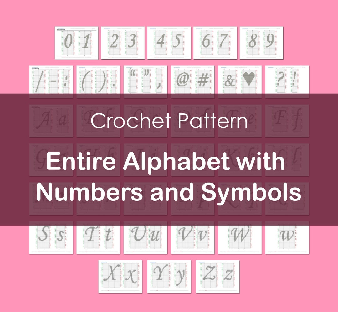 Crochet Pattern for Alphabet, Symbols and Numbers, Crochet Monogram ...