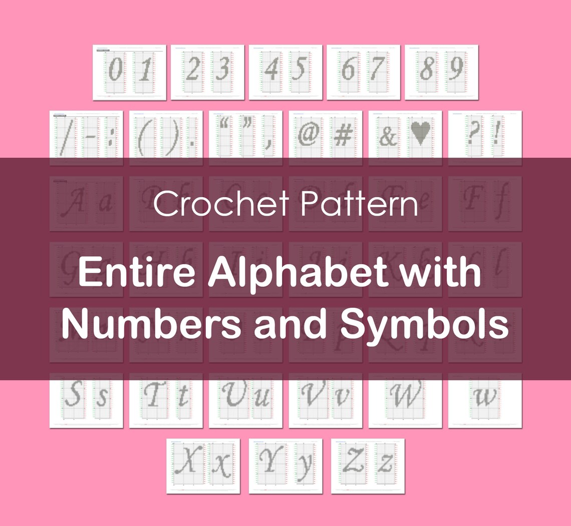 Crochet Pattern for Alphabet, Symbols and Numbers, Crochet Monogram ...
