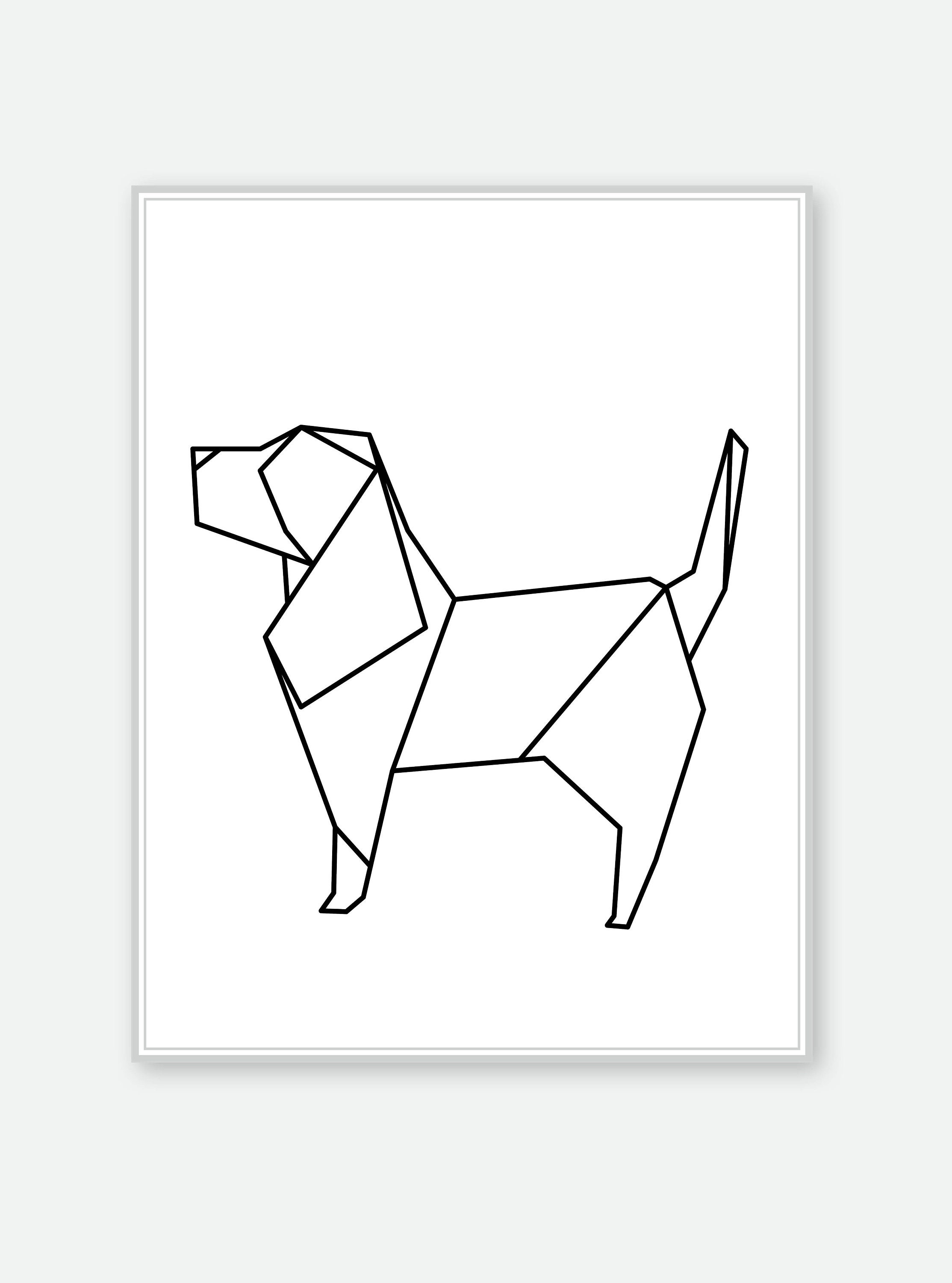 Minimalist Beagle Printable, Origami Wall Art, Origami Dog Wall Art ...