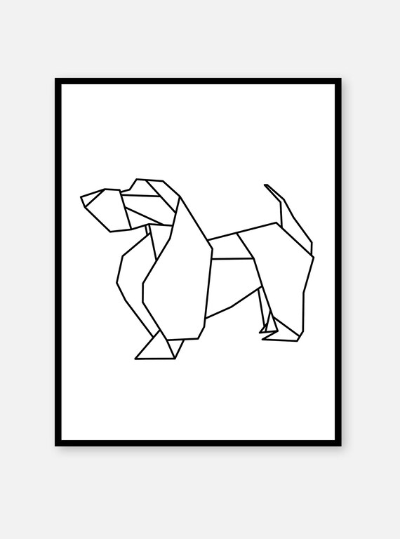 Minimalist Basset Hound Printable Origami Wall Art Origami | Etsy