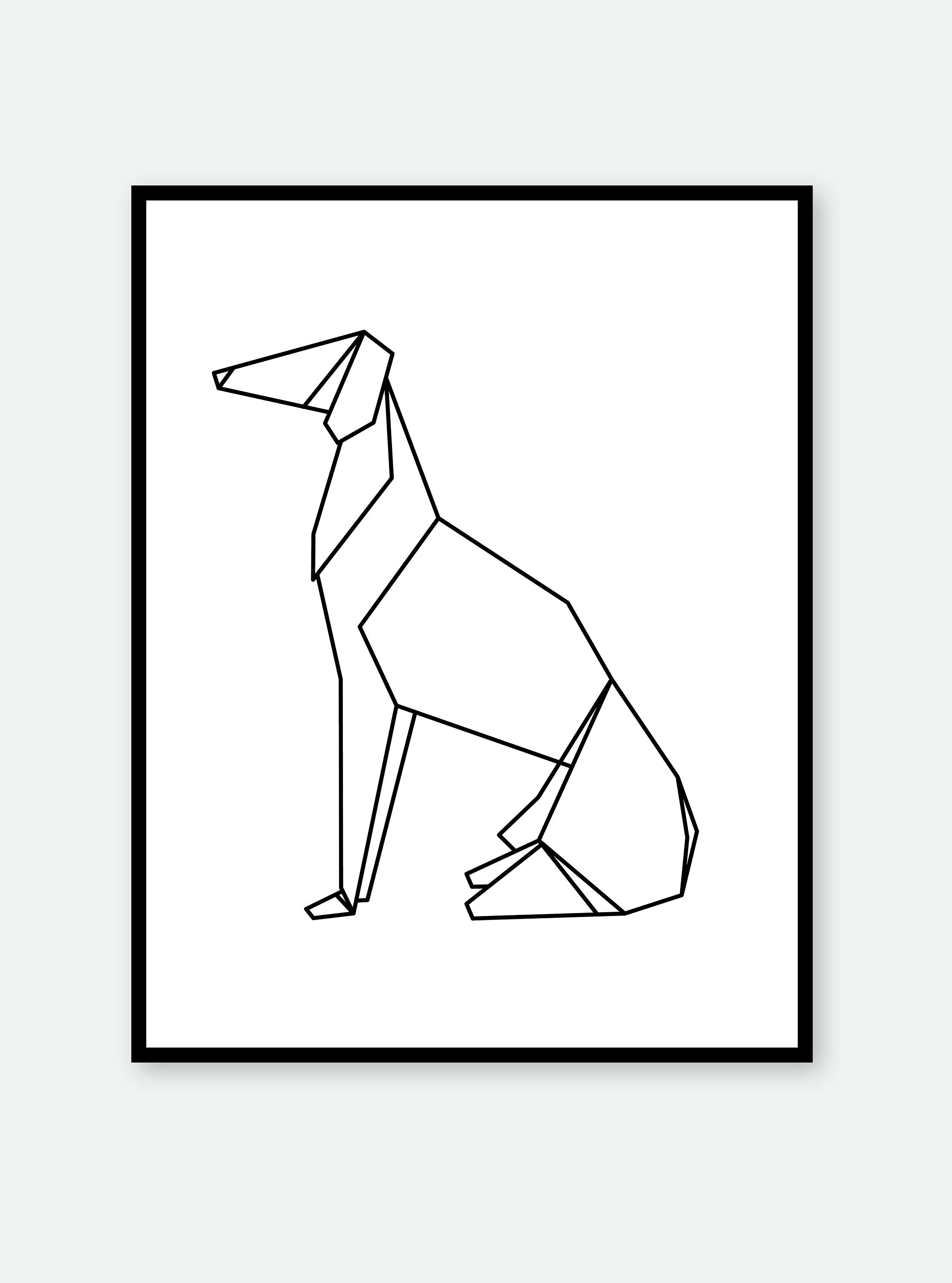 Minimalist Greyhound Printable, Origami Wall Art, Origami Dog Wall Art ...