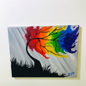 Rainbow Willow Tree | Original | Acrylic Painting| 12 X 16"| Tranquil ...