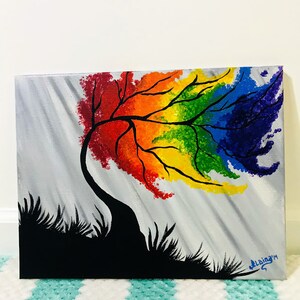Rainbow Willow Tree | Original | Acrylic Painting| 12 X 16"| Tranquil ...