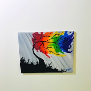 Rainbow Willow Tree | Original | Acrylic Painting| 12 X 16"| Tranquil ...