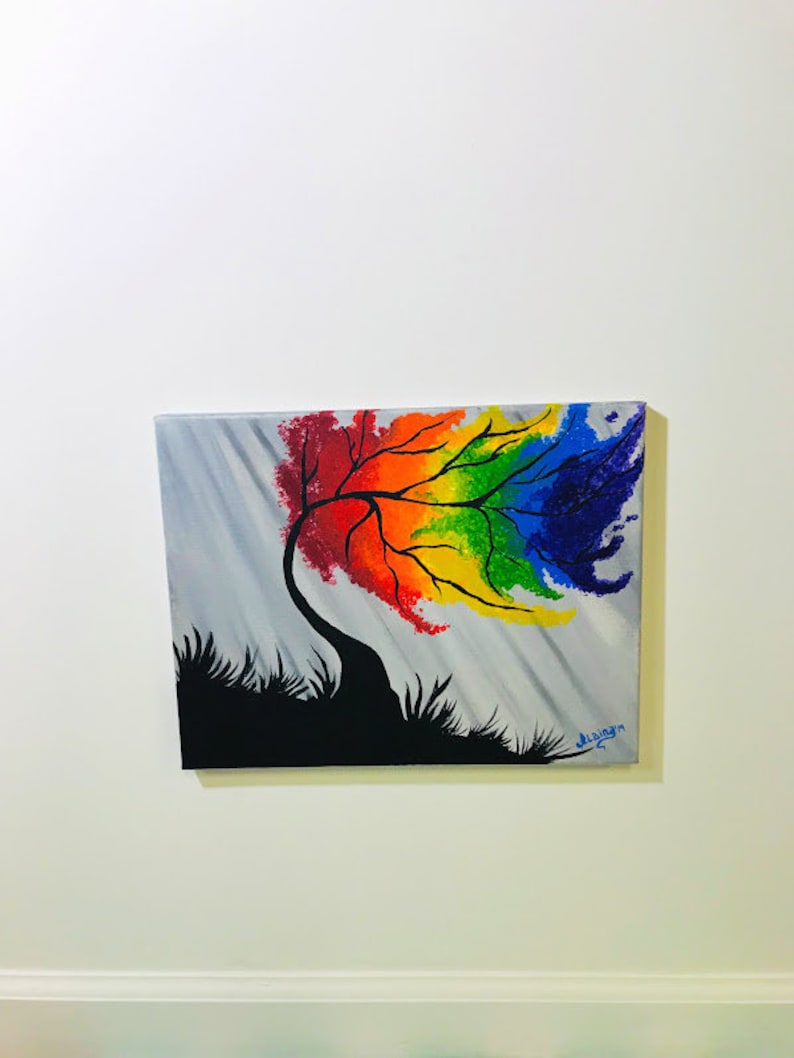 Rainbow Willow Tree | Original | Acrylic Painting| 12 X 16"| Tranquil ...