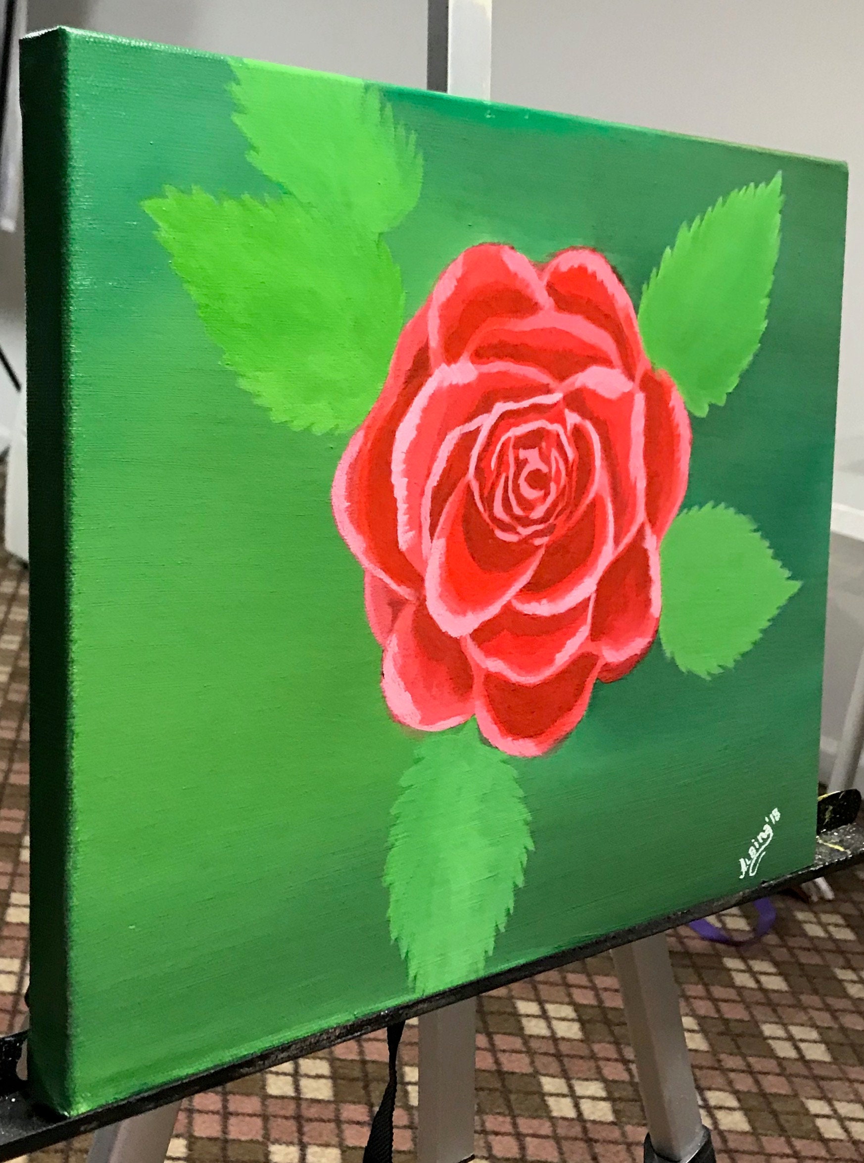 RED ROSE Painting | Original | 11x14" | Acrylic Painting | Wall Art ...