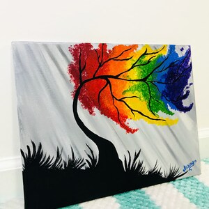 Rainbow Willow Tree | Original | Acrylic Painting| 12 X 16"| Tranquil ...
