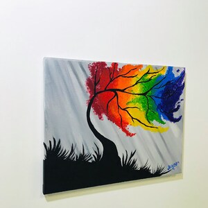 Rainbow Willow Tree | Original | Acrylic Painting| 12 X 16"| Tranquil ...